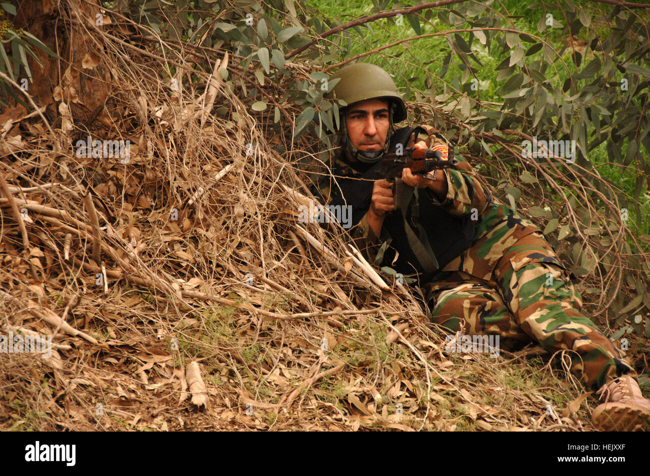 A Peshmerga soldier pulls security, during combined check point ...
