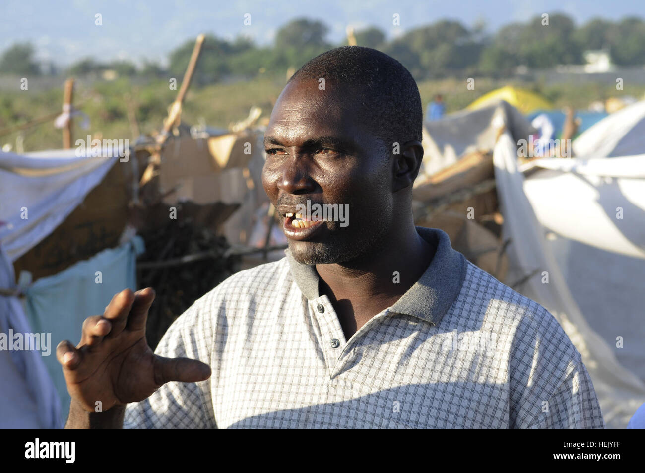 A portrait a Haitian man in a small homeless camp Feb. 1, 2010, in Port ...