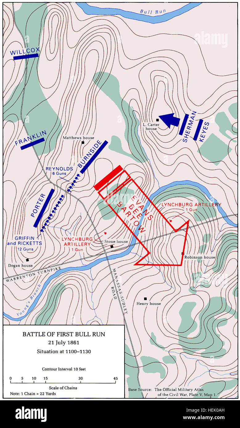 First Battle of Bull Run Map5 Stock Photo - Alamy