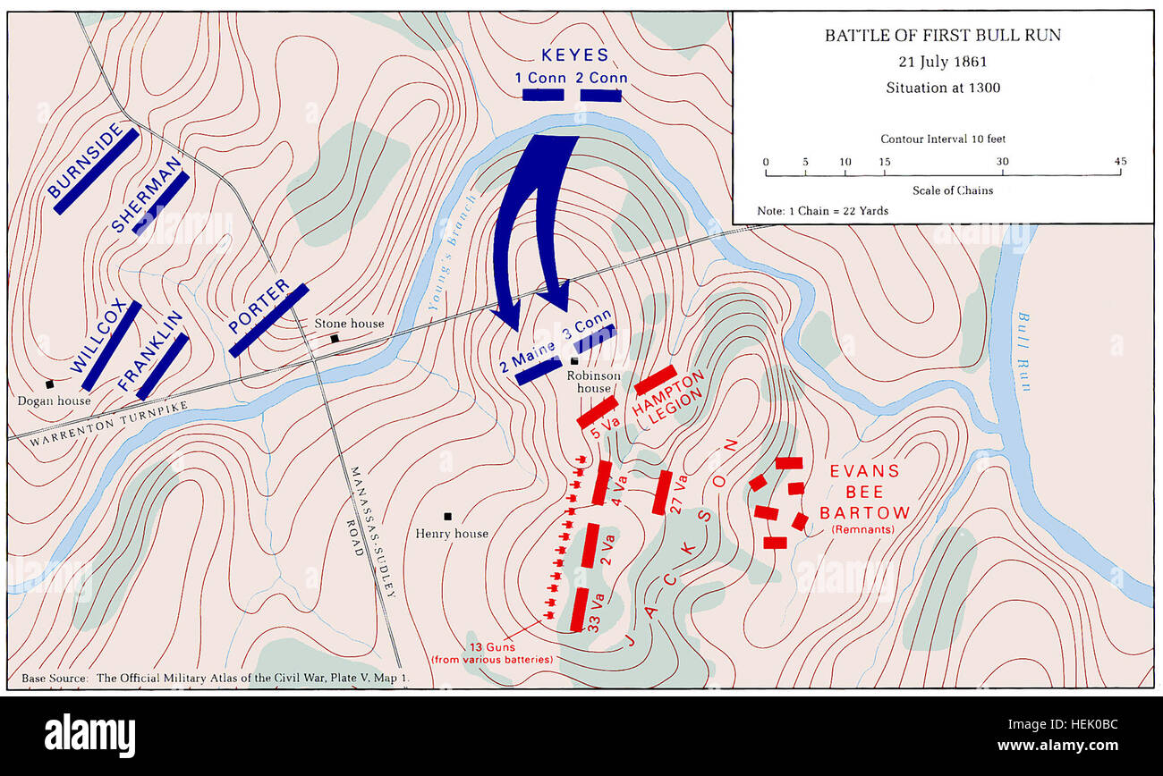 First Battle of Bull Run Map7 Stock Photo - Alamy