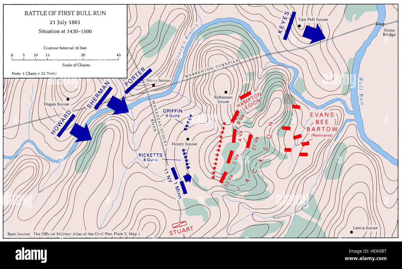 First Battle of Bull Run Map8 Stock Photo - Alamy