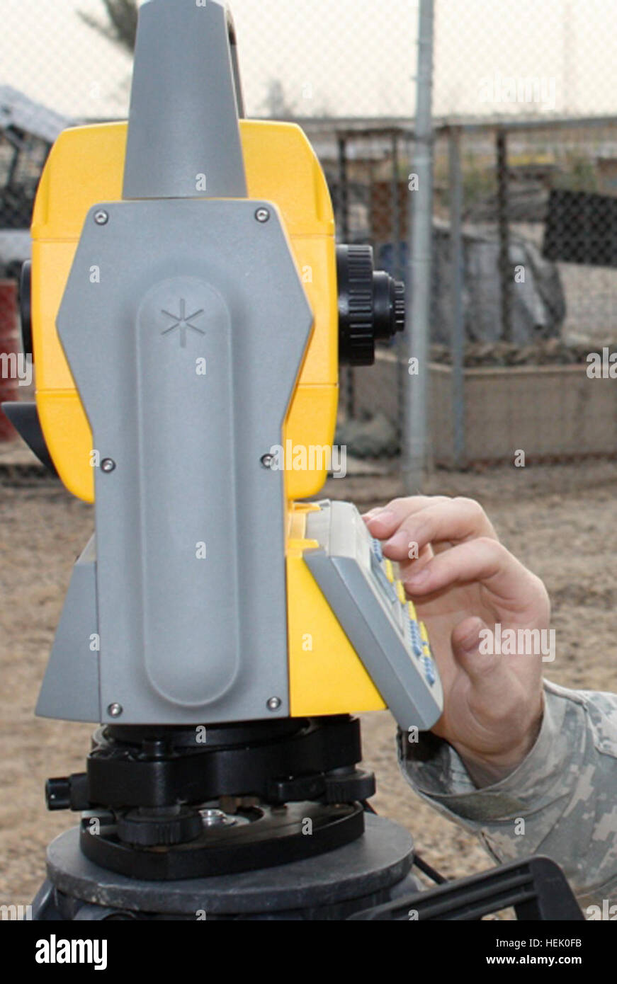U.S. Army personnel demonstrate the operation of a Trimble Total ...