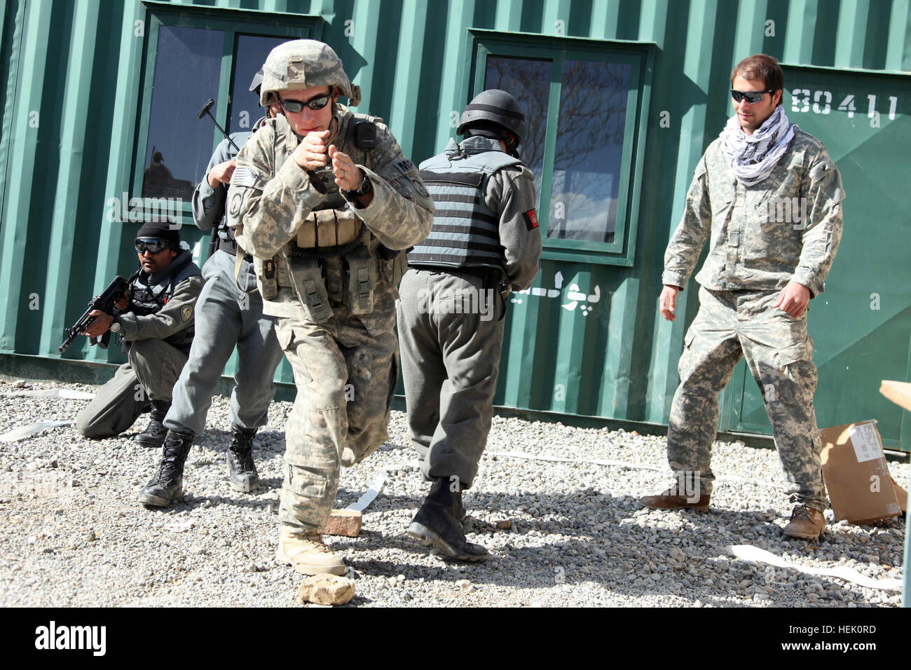 A U.S. Army soldier from the 118th Military Police company participates ...