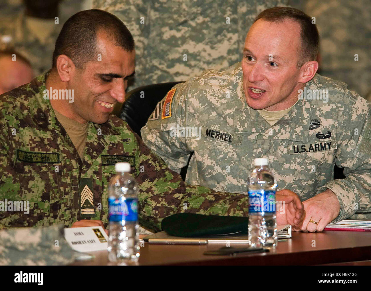 Afghanistan Sgt. Maj. of the Army Safi Roshan talks with 205th Infantry ...