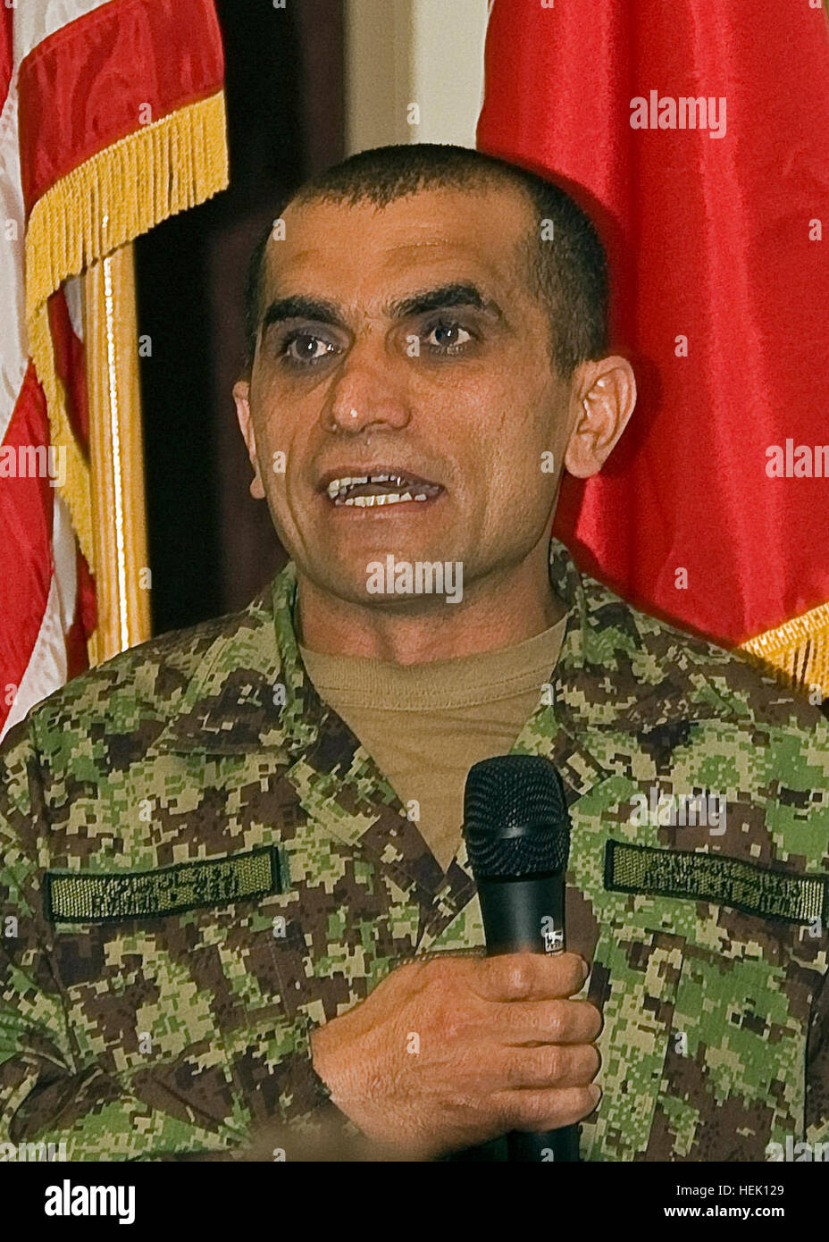 Afghanistan Sgt. Maj. of the Army Safi Roshan gives a speech about the ...