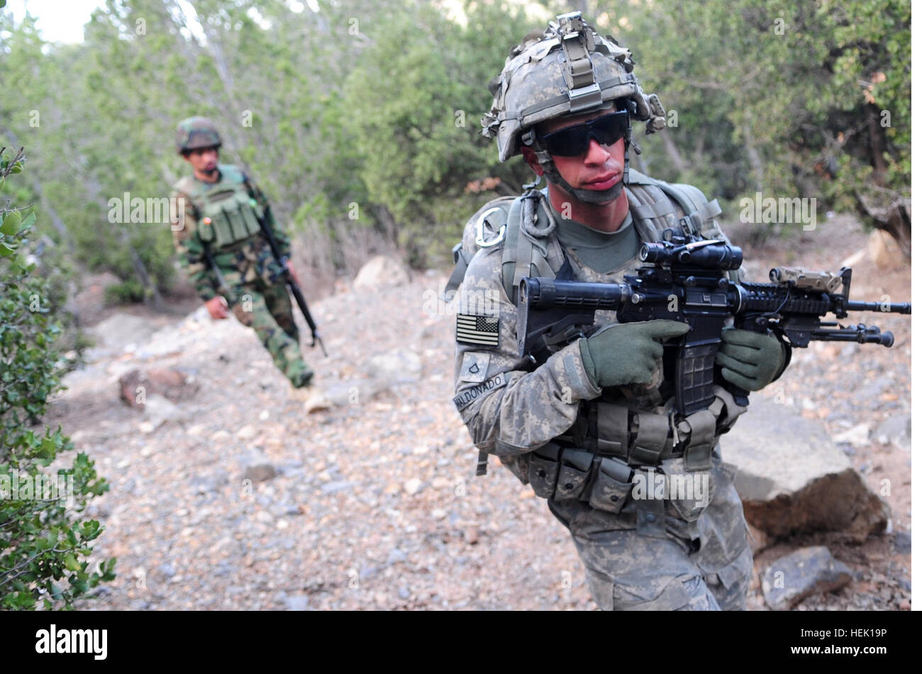 U.S. Army Pfc. Edgar Maldonado of Alpha Troop, 1st Squadron, 33rd ...