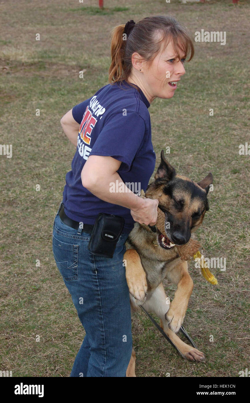 Jan Harkner from the Orange Township Fire Department rewards her German ...