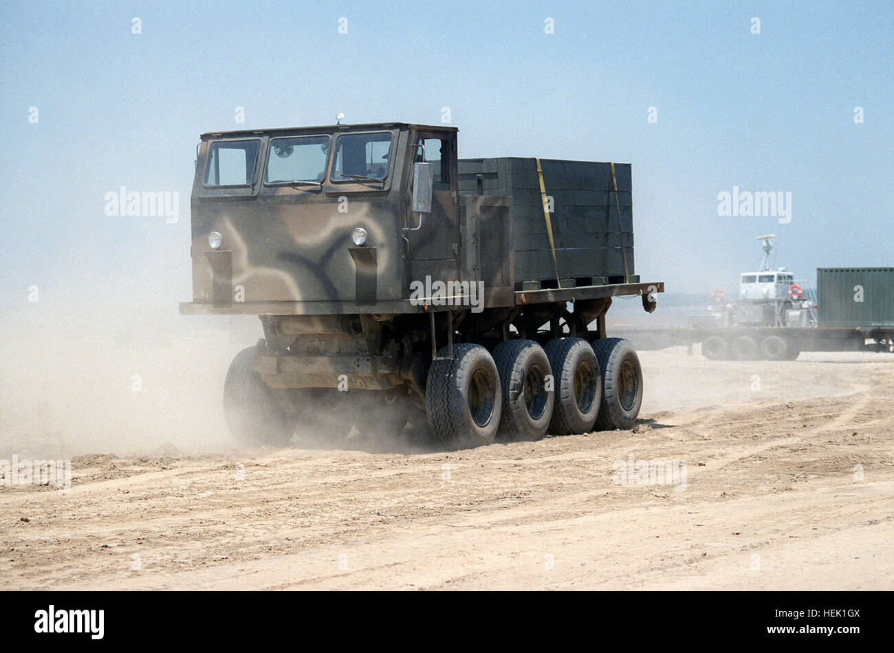 A rough terrain truck is demonstrated during the Army logistics ...