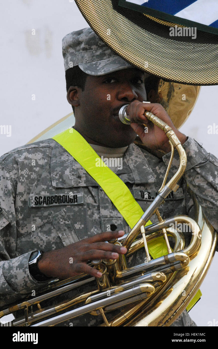 Spc. Calvin Scarborough, a tuba player with the 3rd Infantry Division ...