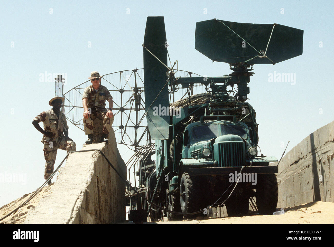 A Soviet-made Two Spot Par radar group and Zil 157 6X6 truck are deployed during the ...