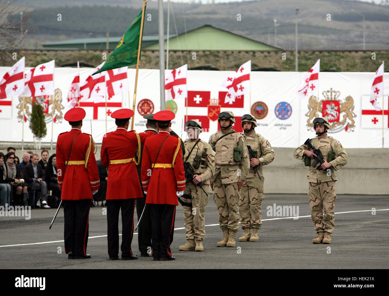 The Republic of Georgia honor guard delivers the 31st Light Infantry ...