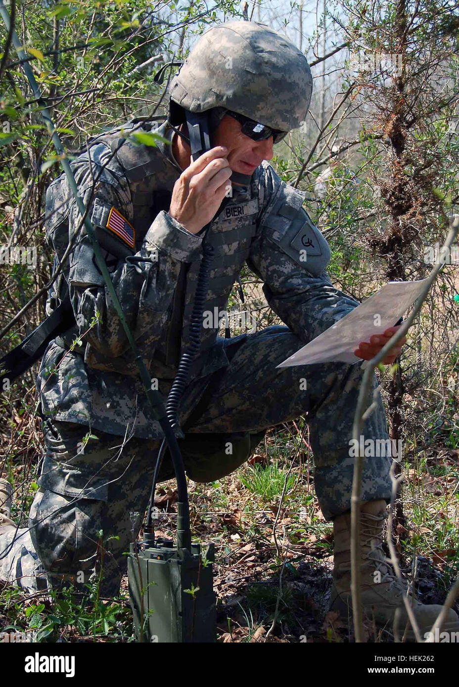 Sgt. Scott A. Bieri with the 638th Air Support Battalion is calling in ...