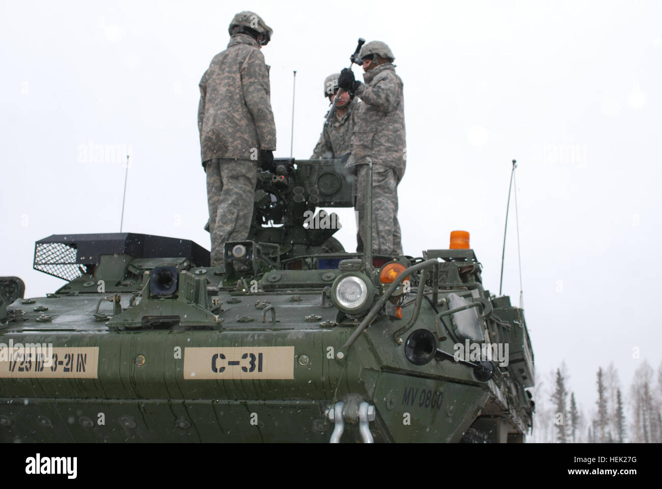 A Mark 19 automatic grenade launcher is positioned at Fort Wainwright ...