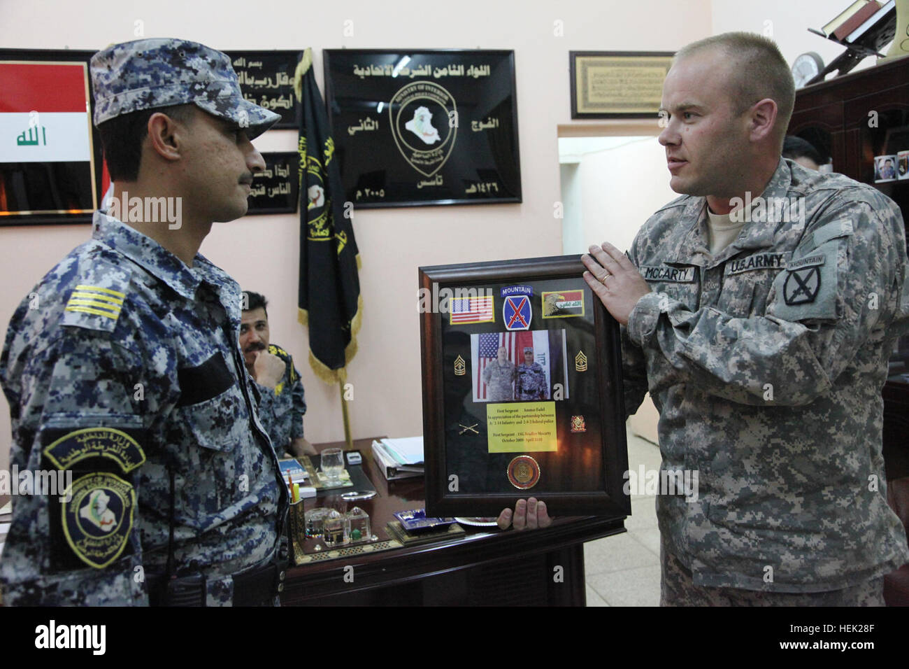 A U.S. Army first sergeant from Alpha Company, 2nd Battalion, 14th ...