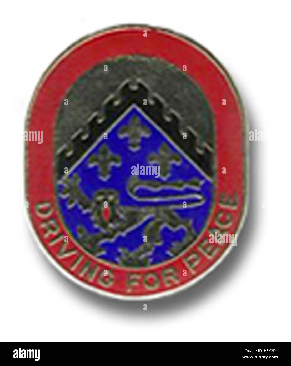 The 4th Transportation Battalion displays its unit crest, signifying ...