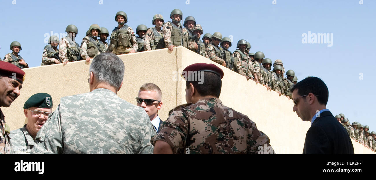 Jordanian Soldiers wait to begin training while Chief of Staff of the ...