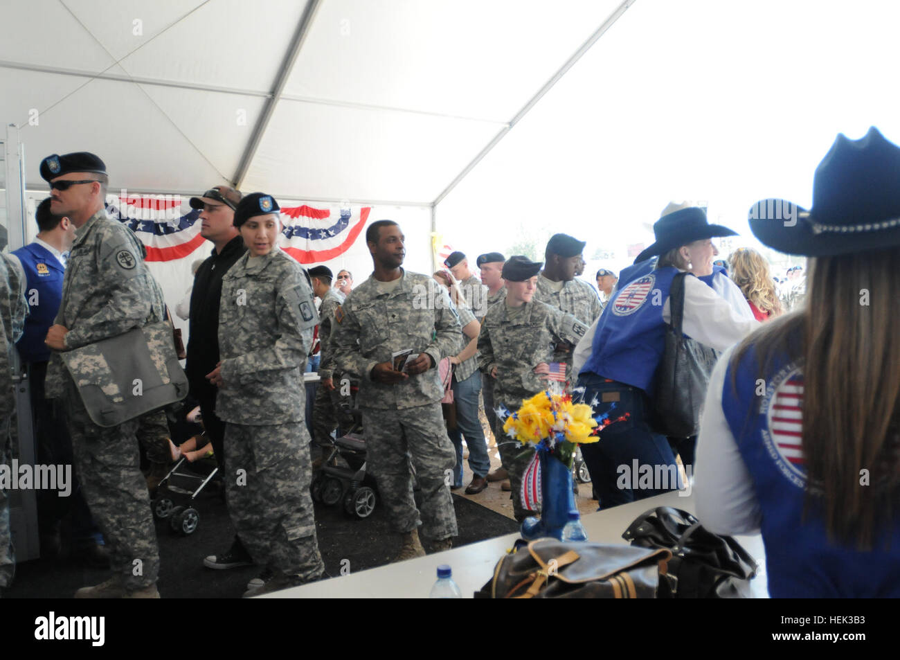 In this image released by the Texas Military Forces, Soldiers line up ...