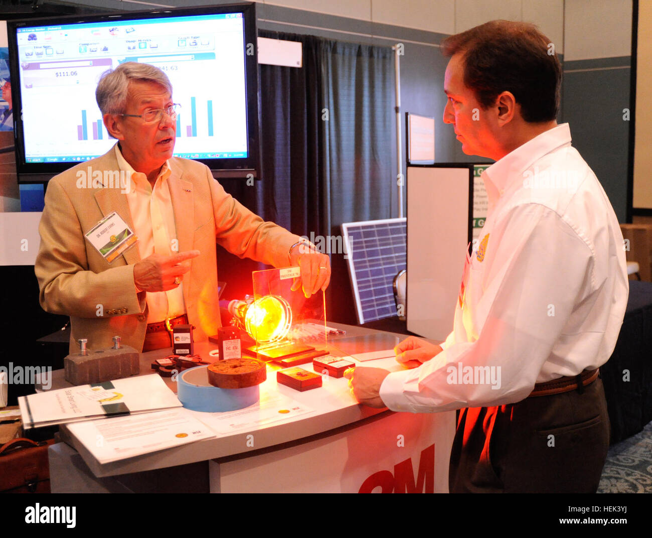 Robert C. Evans, national market director of 3M Defense, demonstrates a ...