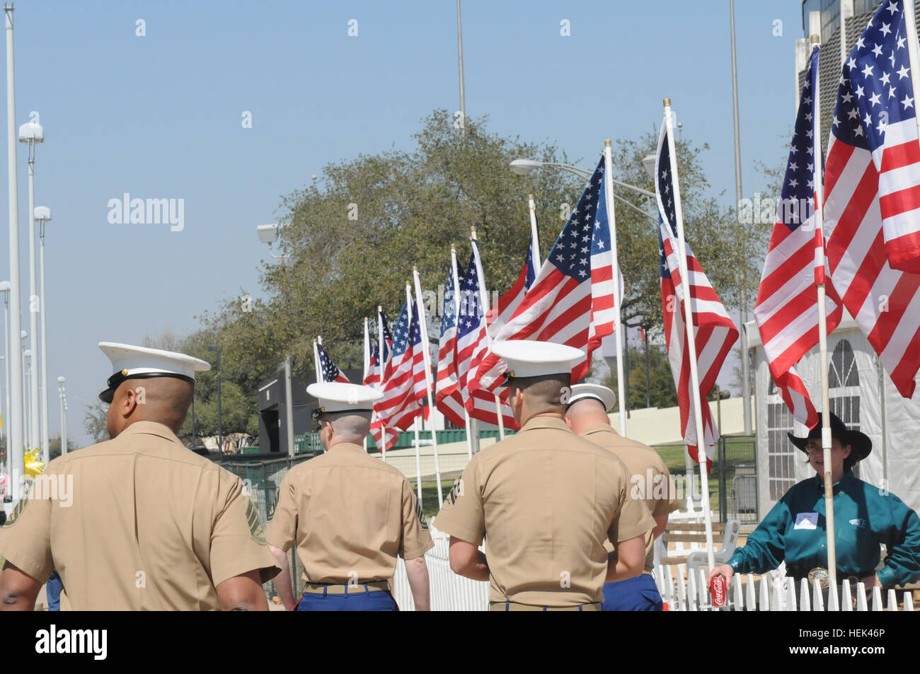 In this image released by the Texas Military Forces, thousands gather ...