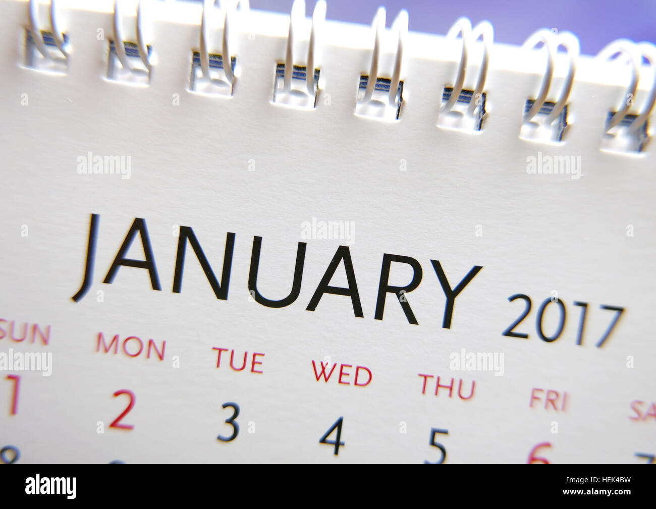 January 2017 calendar hi-res stock photography and images - Alamy