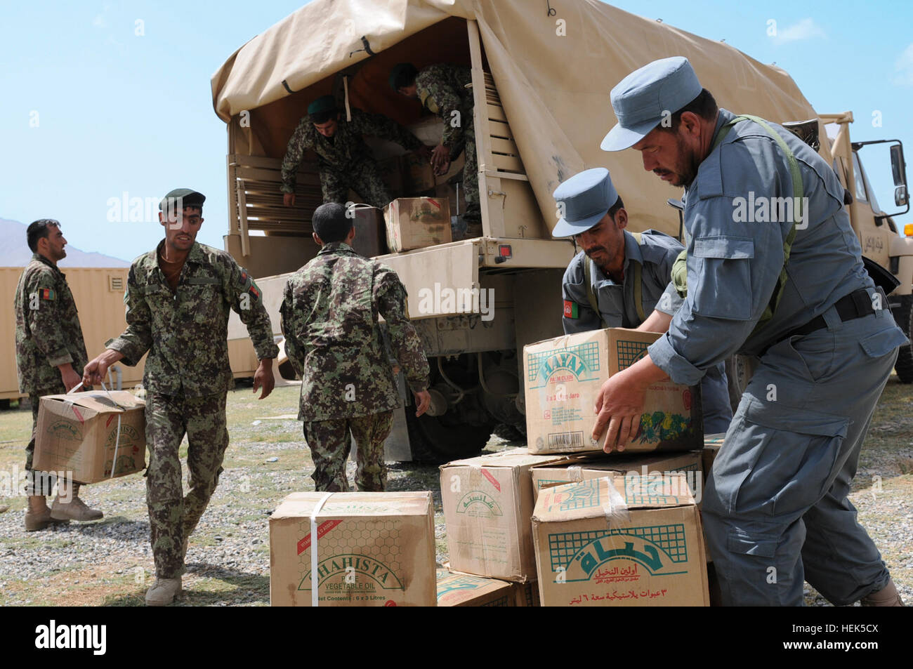 Afghan National Army Soldiers along with Afghan National Police stack ...