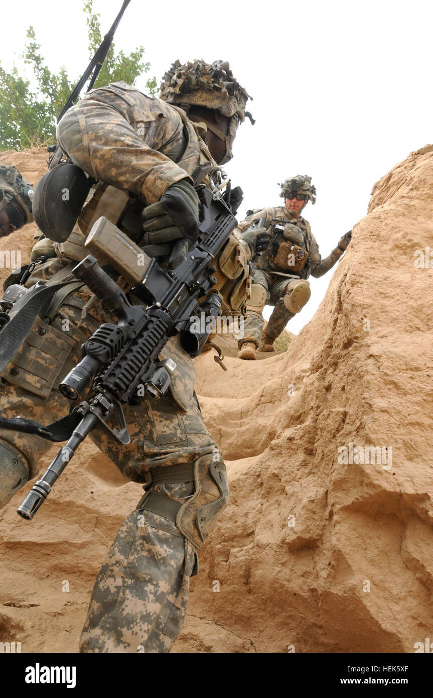 U.S. Army soldiers conduct a presence patrol in Zabul province ...