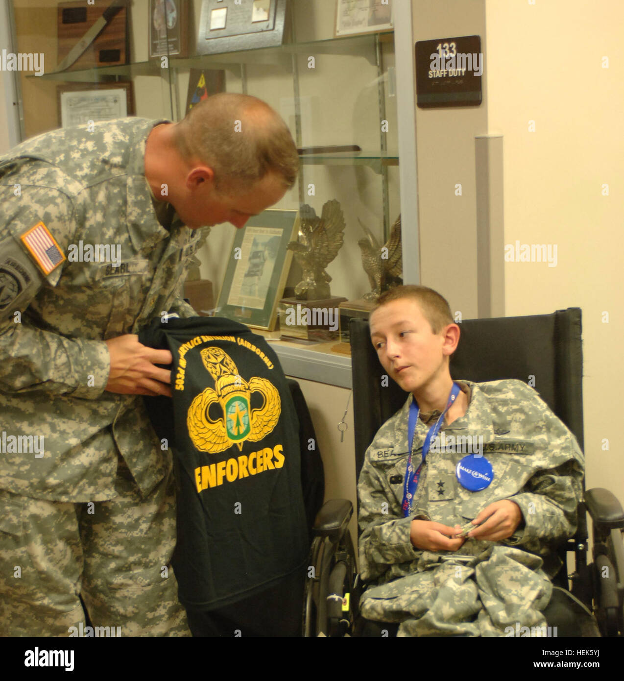 Maj. Jeffrey Searl, left, the executive officer of the 503rd Military ...