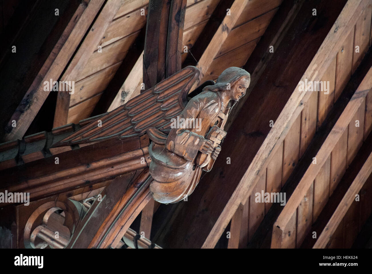 A carved angel in the roof of St.Peter & St.Paul Church, Fakenham ...