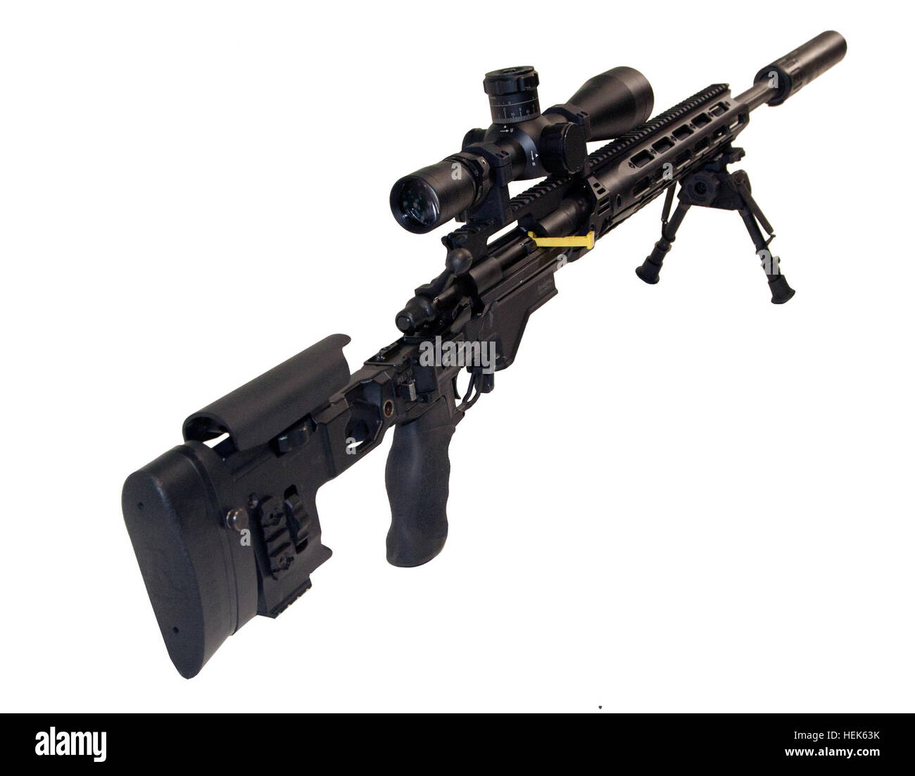 The XM2010 sniper rifle, a precision long-range weapon, is shown from ...