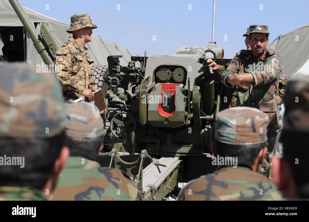 An Afghan National Army soldier and Mongolian instructor teach newly ...
