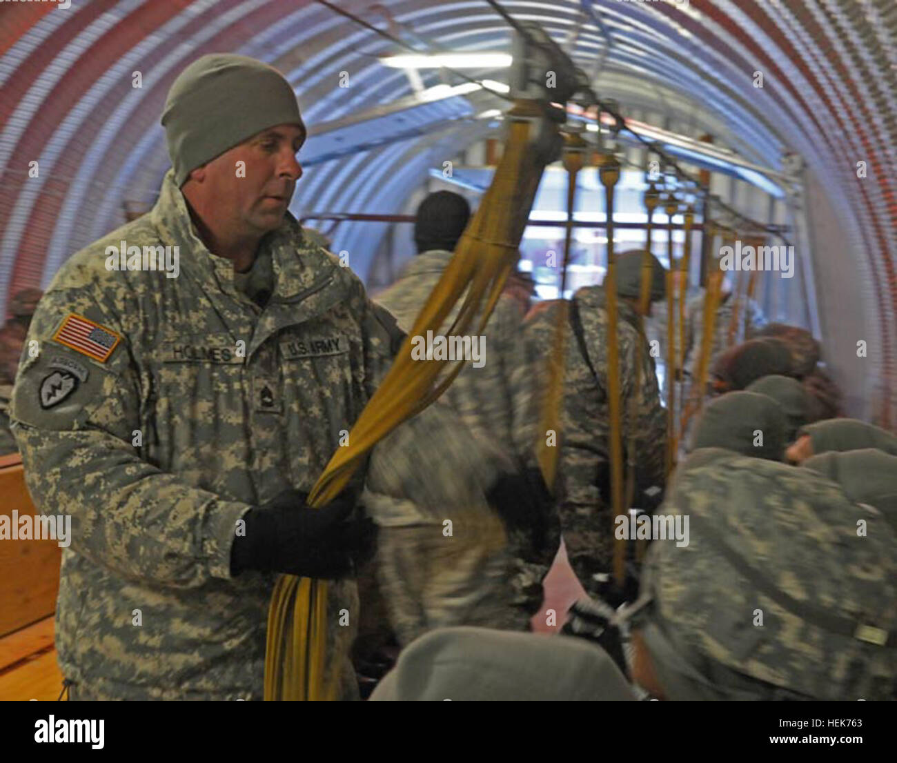 U.S. Army personnel provide static line equipment to Indian Army ...