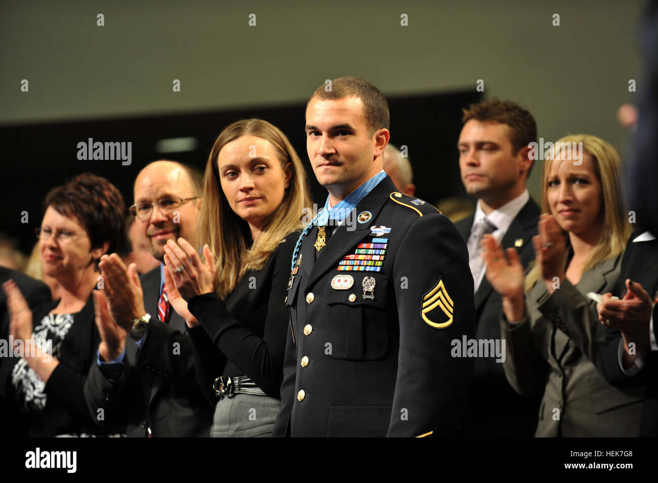 Staff Sergeant Salvatore A. Giunta receives a standing ovation during ...