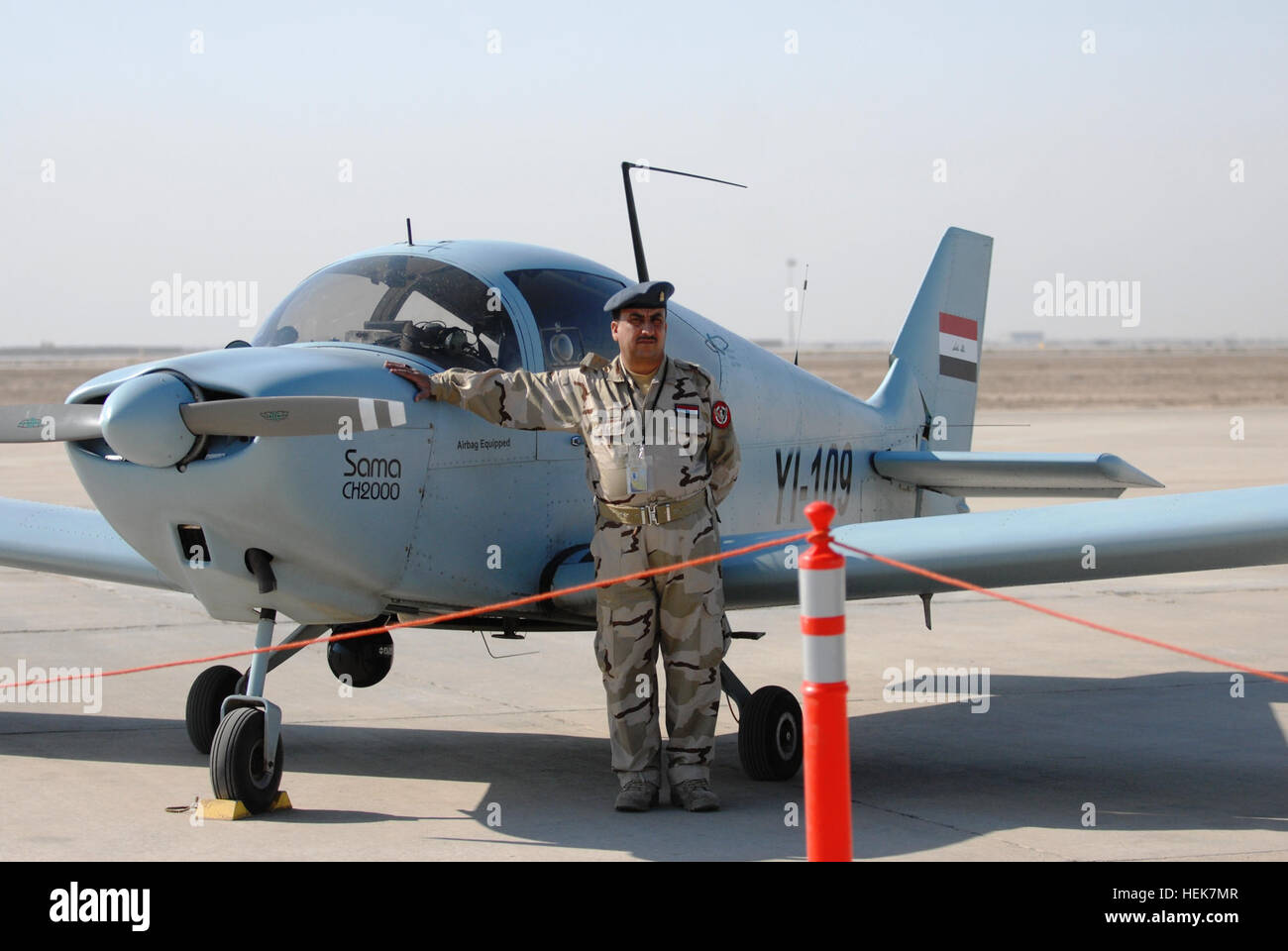 An Iraqi air force pilot shows off a CH2000 reconnaissance plane based ...