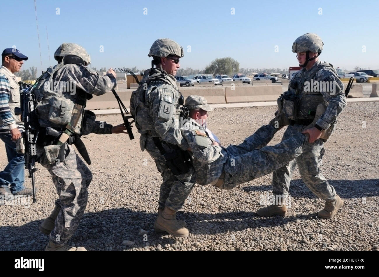 Spc. Mario Chavez (center), a military police officer with the 192nd ...