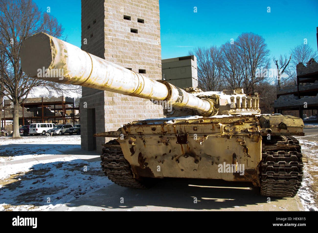 A T-72M battle tank was delivered to Muscatatuck Urban Training Center ...