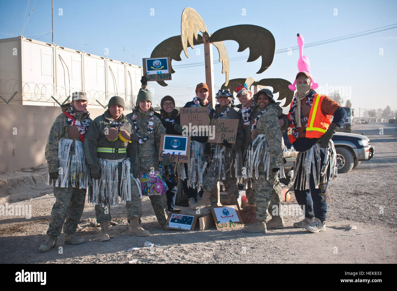 U.S. Air Force airmen and Navy sailors man the Air Force Aphaeresis ...