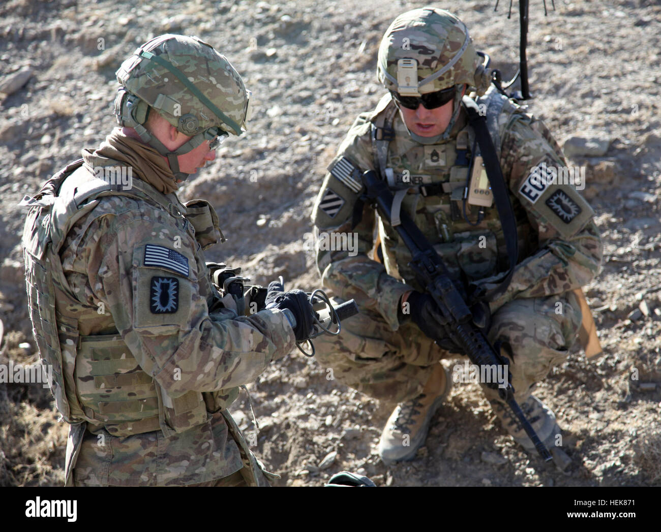 U.S. Army Sgt. 1st Class Matthew Basner(Right) and Spc. Jeremiah Seames ...