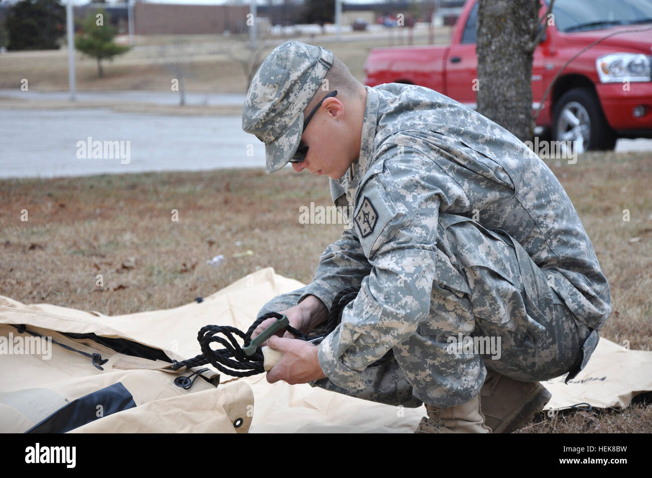 A military police soldier assigned to the 13th Military Police Company ...