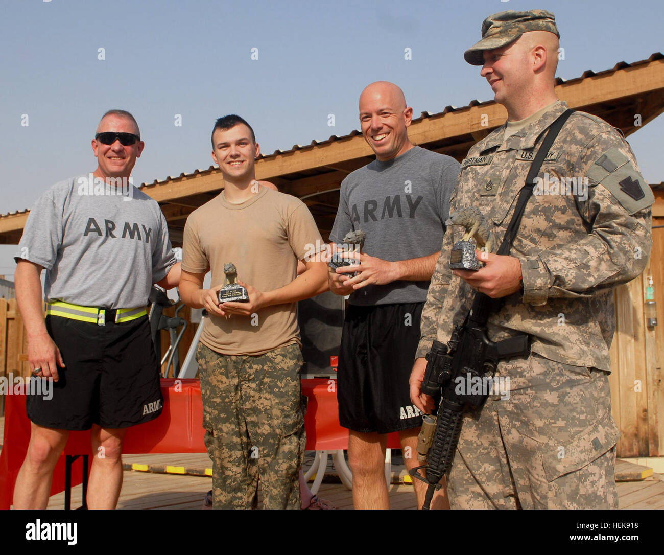 Bravo Troop 2/107 Cavalry's first place winners of the triathlon event ...