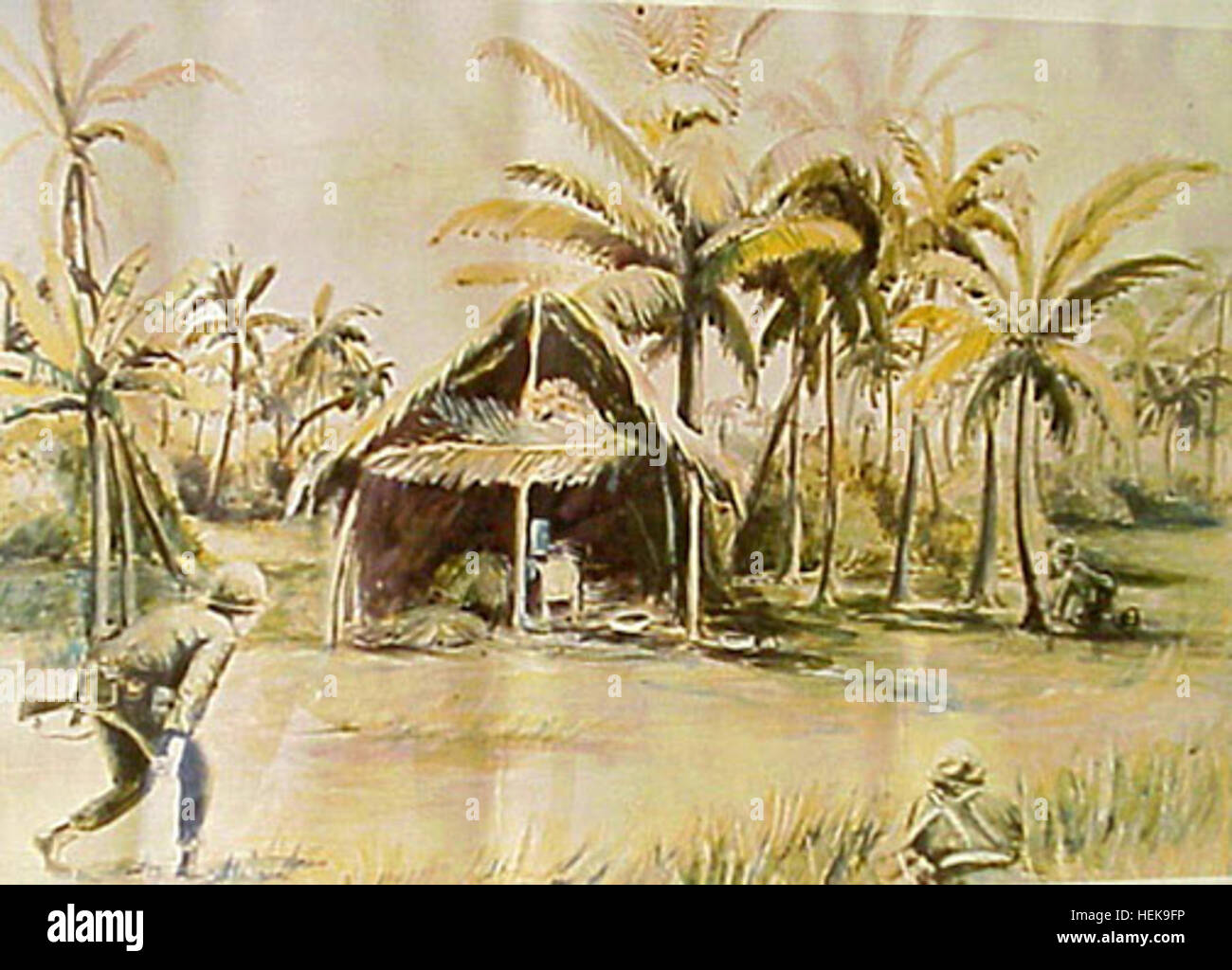 A military reconnaissance operation depicted in combat art representing ...