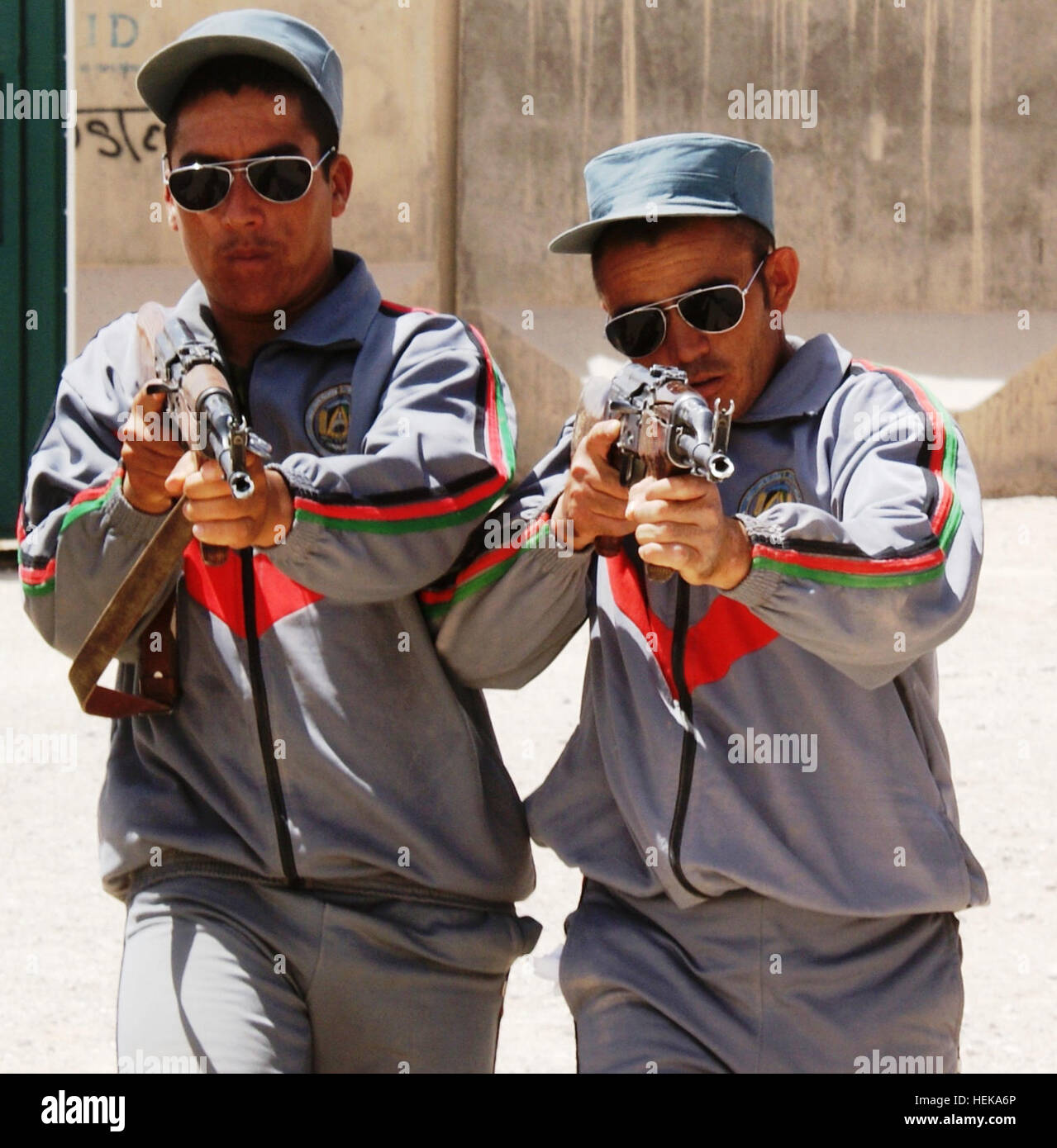 Afghan Uniform Police recruits practice a patrolling exercise at the ...