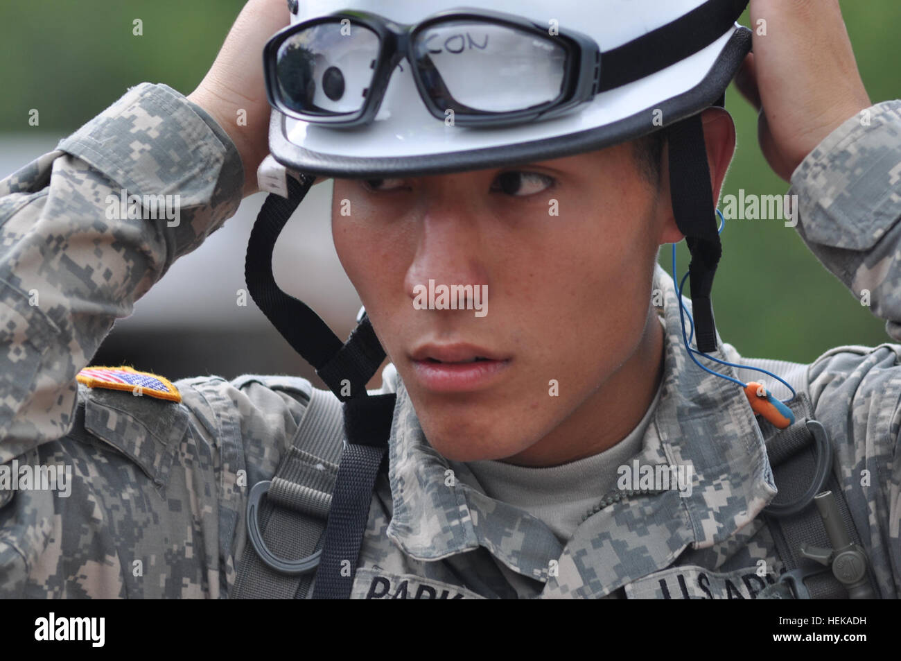 Pfc. Garret A. Park, a member of the search and rescue team of the ...