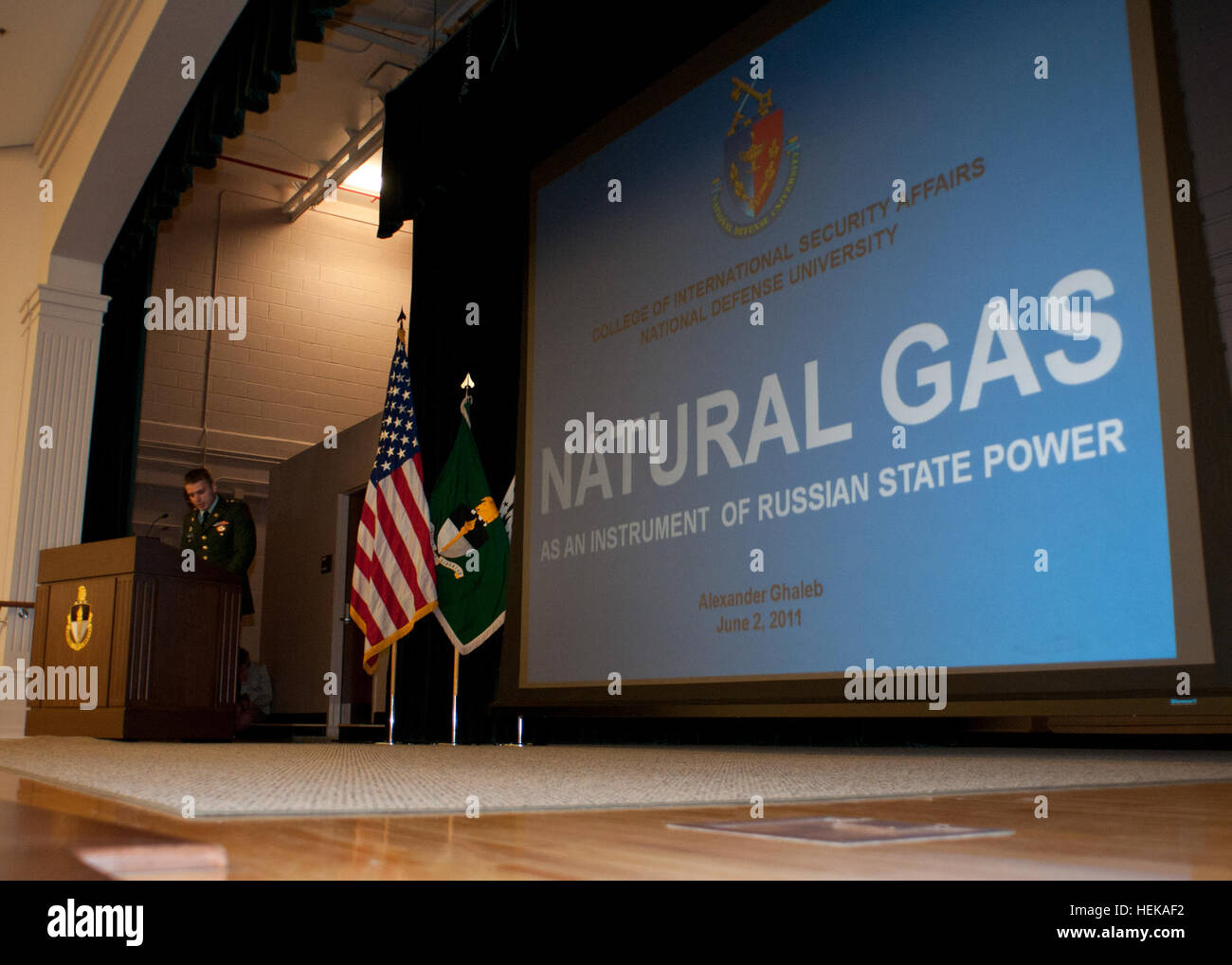 Capt. Alexander Ghaleb presents his master's degree thesis, "Natural ...