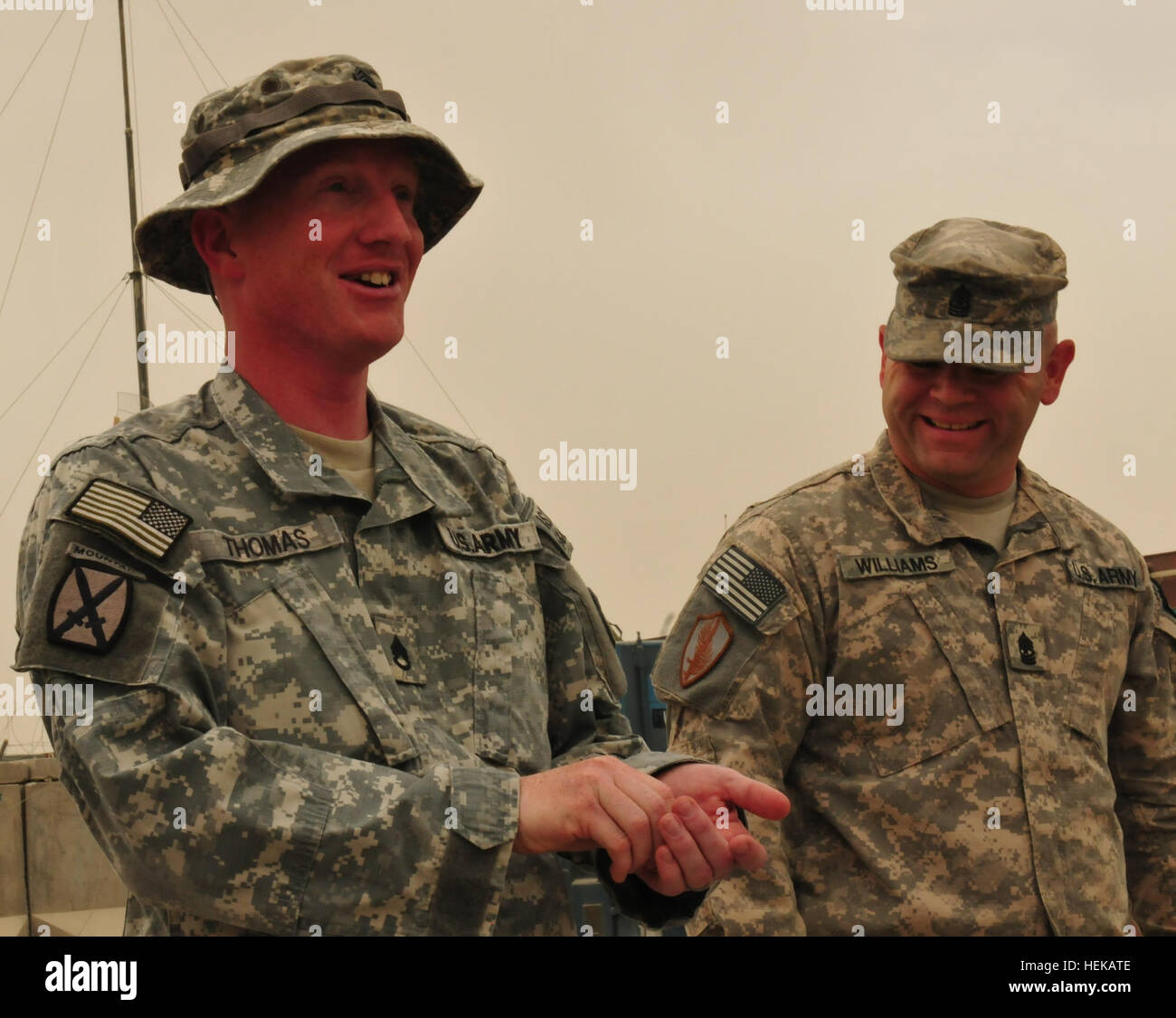 U.S. Army Staff Sgt. Michael Thomas addresses the crowd during his ...