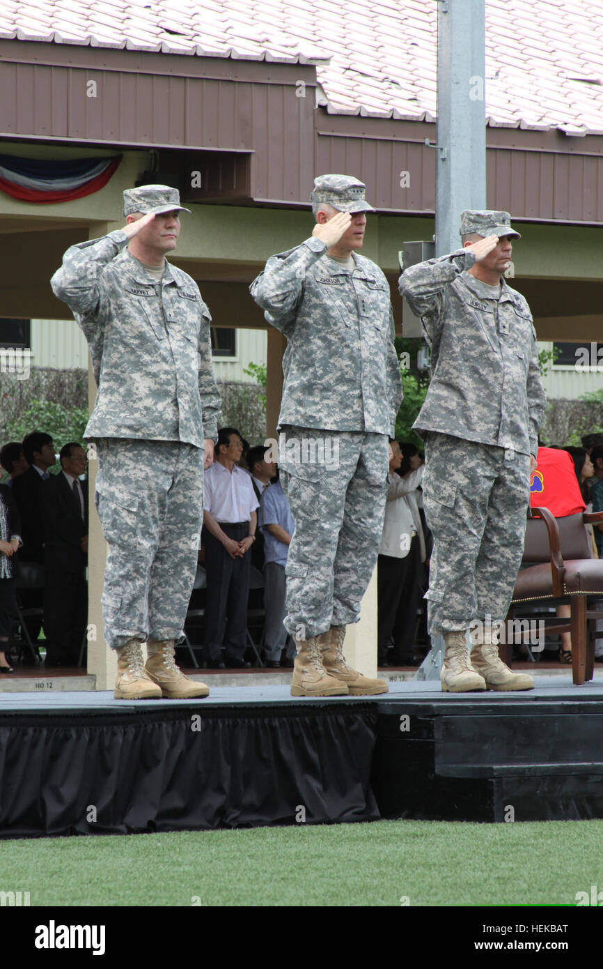 U.S. Army leadership conducts a change of command ceremony for the 19th ...