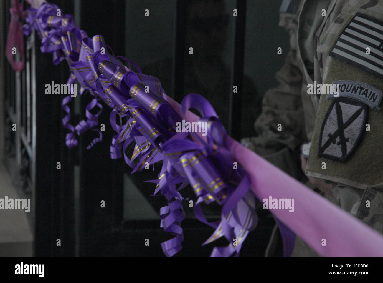 The ribbon located on the doors of the new Daman District Center ...