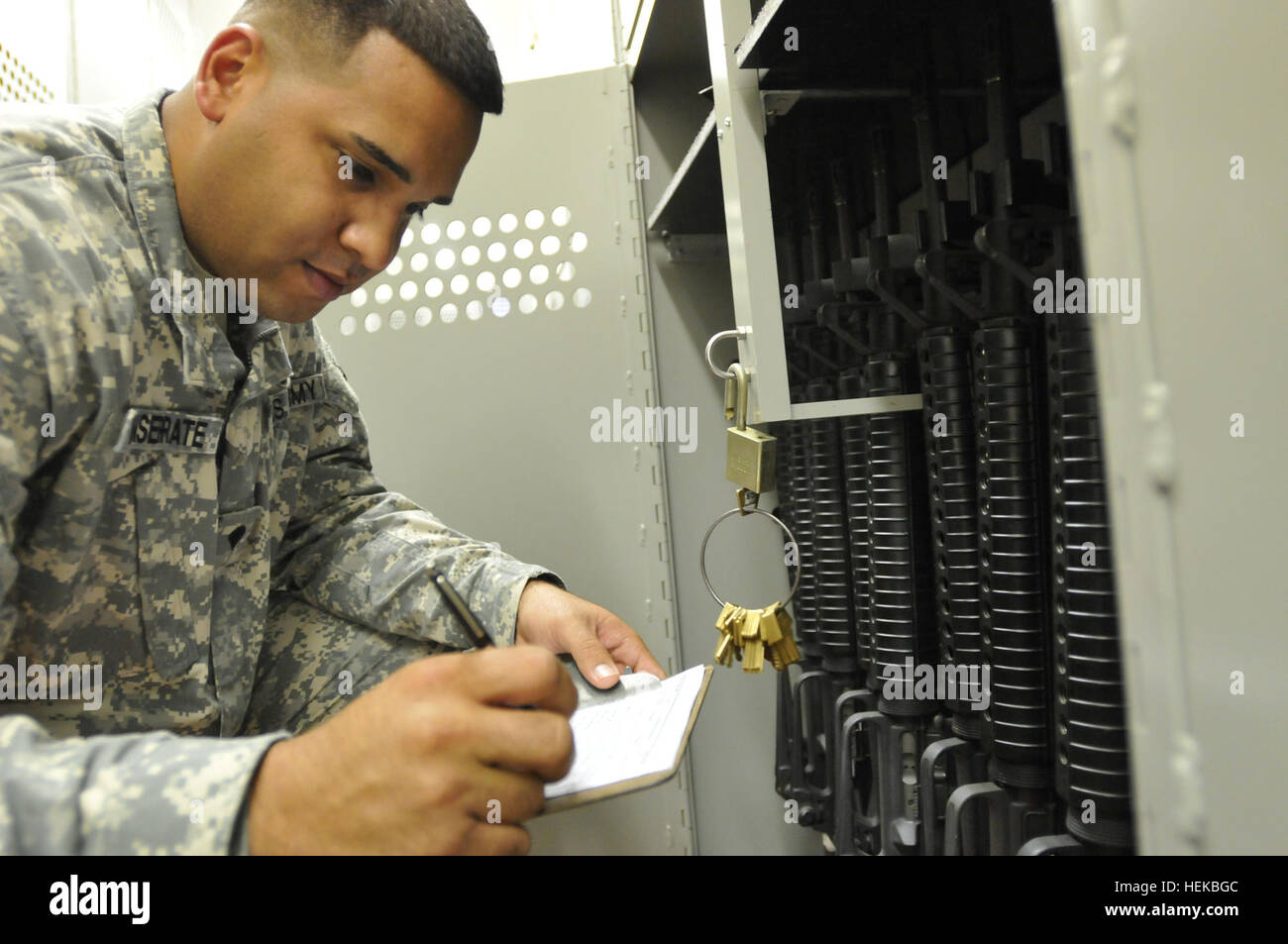 Spc. William Monserrate, an armorer for 525th Military Police Battalion ...