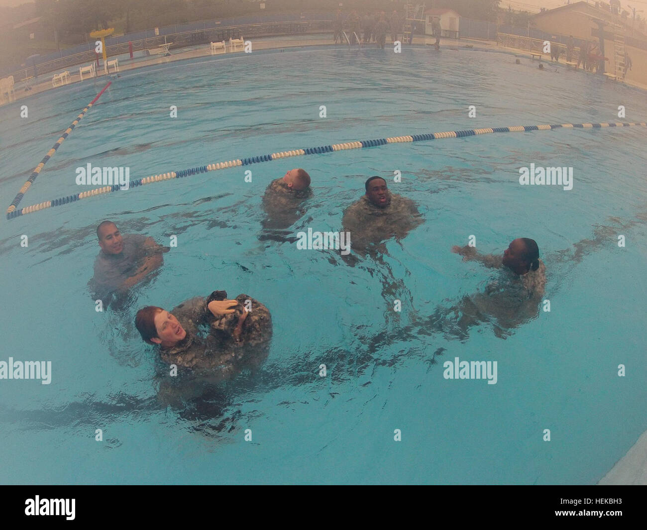 U.S. Soldiers conduct Combat Water Survival Training at Hanson Pool ...