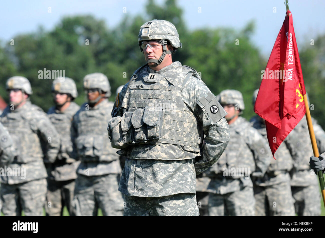 Capt. Jonathan K. Neal, commander of the 233rd Transportation Company ...