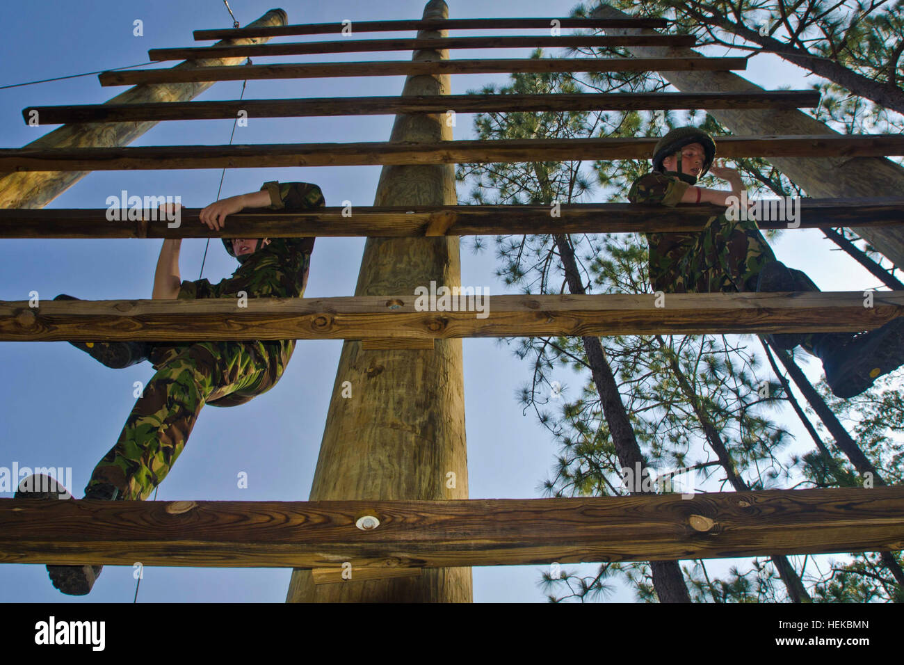 British Paratroopers navigate a ladder at Camp Mackall’s “Nasty Nick ...
